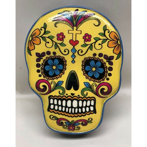Other | Yellow Sugar Skull Day Of The Dead Dia De Los Muertos Jewelry ...